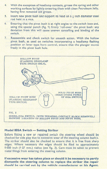Lucas Indicator switch SA85 repair instructions